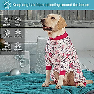 LovinPet Labrador Large Dog Onesies, Pet Anxiety Relief, Anti Licking, Post Surgery Recovery Clothe, Lightweight Stretch Fabric, Jungle Dreams Fuchsia Print, Large Dog Jammies, Large Pet PJ's/Medium