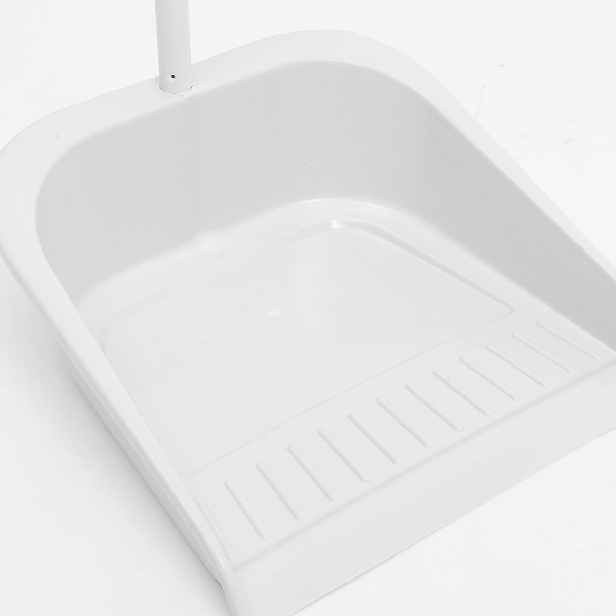 BESTonZON Broom and Dustpan Set Plastic Indoor Broom with Dust Pan Set Stand Up Dustpan Long Handle Angle Broom and Dust Pan Sweeping Broom for Home Floor Cleaning Tools White