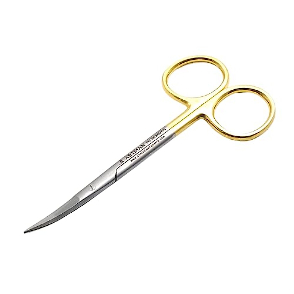 Scissors 4.5 inches Curved with Tungsten Carbide Inserts| Gold Plated Handle Extra Sharp and Durable by ARTMAN INSTRUMENTS