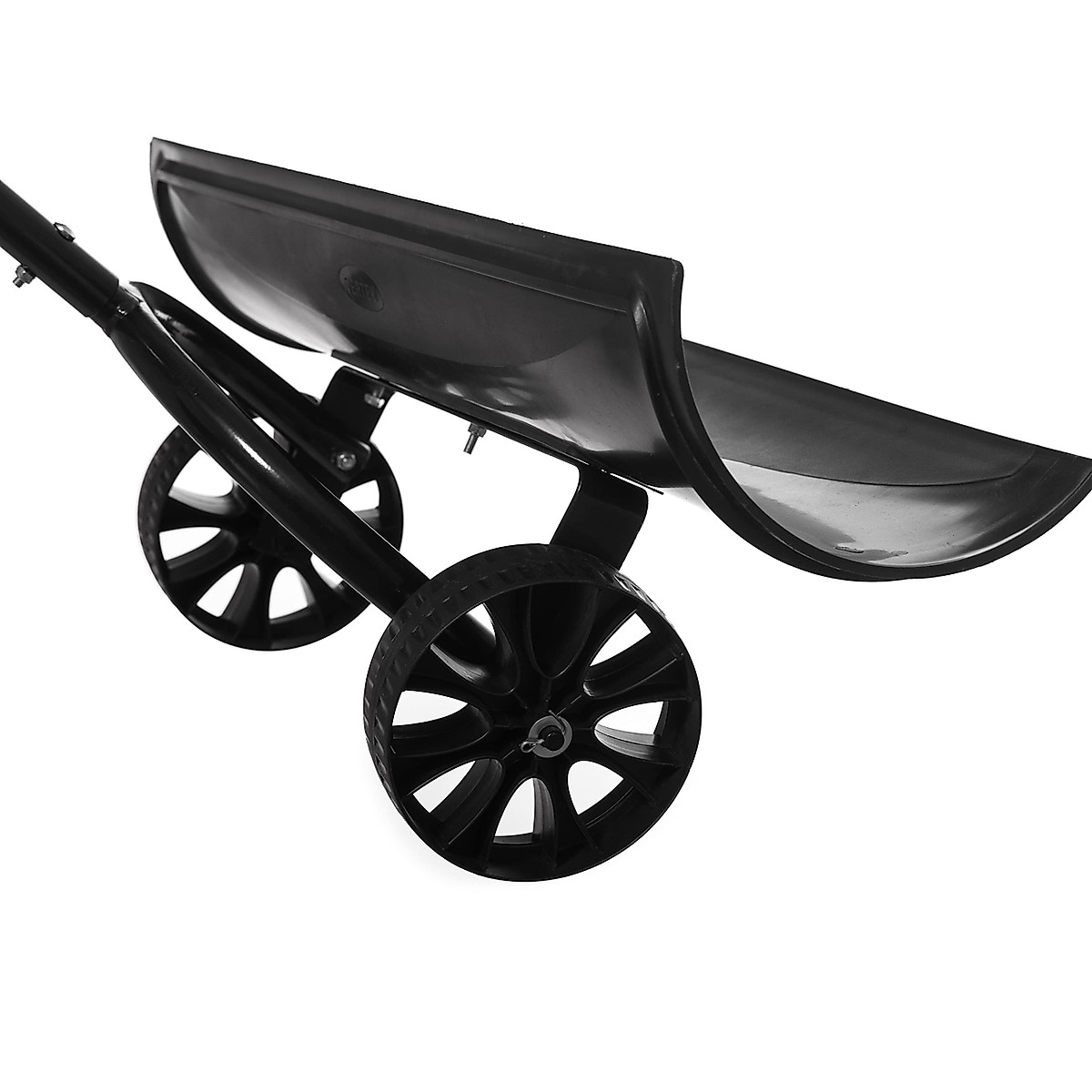 Gardenised Black Heavy Duty Snow Shovel Rolling Pusher Remover with Wheels and Wide Blades, (QI004186)
