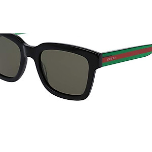 Gucci GG0001S 002 52M Black/Green/Green Rectangular Sunglasses For Men+ BUNDLE With Designer iWear Eyewear Kit
