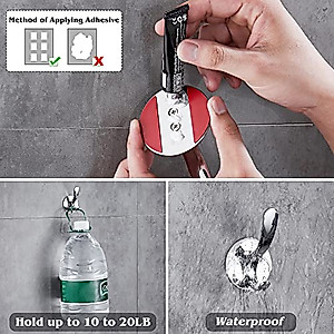 GERUIKE Adhesive Towel Hooks Stainless Steel Self Adhesive Robe Coat Hook for Bathroom Kitchen Wall Mounted Door Clothes Hook No Screws Damage Free