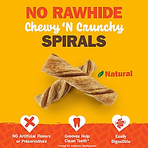 Cadet Chewalicious Chewy 'N Crunchy Spiral Dog Treats, Limited Ingredient Rawhide-Free Dog Chews, Long-Lasting Made with Real Chicken, 8 Count (Pack of 1)