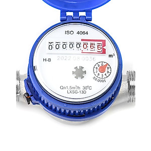 QWORK Water Meter, 1/2" NPT 304 Stainless Steel Cold Water Flow Meter with Pulse Output, for Garden and Home Use, Includes 2 pcs 1/2"NPT Thread Adapter