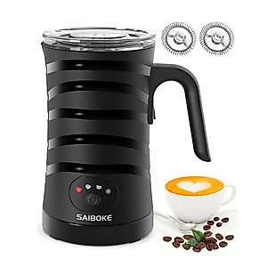 Milk Frother, SAIBOKE 4-in-1 Electric Milk Steamer，Automatic Hot & Cold Foam Maker, 8.8oz/260ml Milk Warmer for Latte, Cappuccinos, Macchiato. Ultra-Quiet Working & Automatic Shut Off.