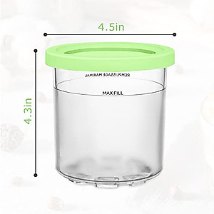 VanlonPro Ice Cream Containers 4 Pack, Compatible with NC299AMZ & NC300s Series Ninja Creami Ice Cream Makers, Reusable, BPA-Free & Dishwasher Safe, Airtight, Gray/Blue/Pink/Green Lids