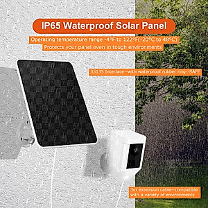 Solar Panel for Ring Camera,for 6W Ring Solar Panel,for Ring Camera Solar Panel Compatible for Ring Spotlight Cam Battery & Stick Up Cam Battery with Barrel Plug 5V Solar Battery Charger(1 Pack)