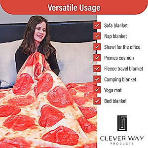Pizza Blanket Pepperoni Fleece Large 71" Thick 300 GSM Extra Soft 2 Design Double Print with Crust Calzone Adult and Children Throw Blanket Bedroom Blanket