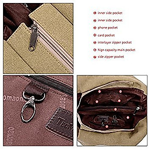 Good Bag Women's European Style Purse Casual Canvas Tote Durabel Shoulder Handbag Color Khaki