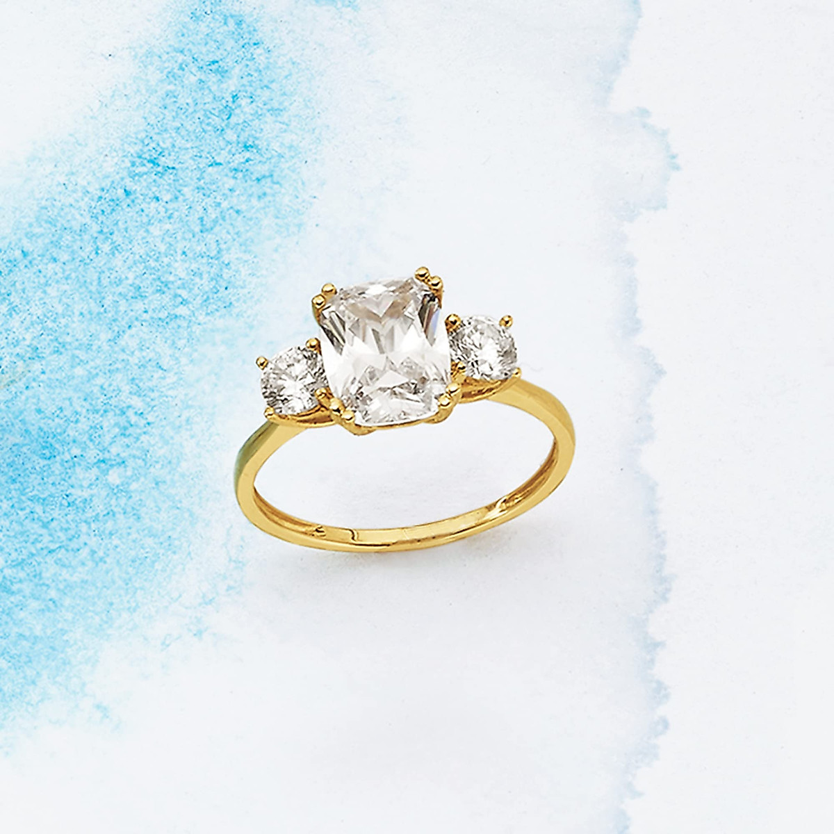 Ross-Simons 3.50 ct. t.w. CZ 3-Stone Ring in 14kt Yellow Gold. Size 9