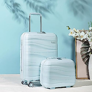 Melalenia Luggage Carry On Suitcase Sets, Expandable PP Hard Shell Suitcase with Spinner Wheels,Travel Luggage with TSA Locks 22x14x9 Airline Approved