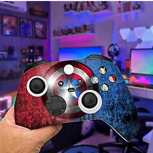 HK Studio Captain Shield Decal Sticker Skin to Cover X-Box Series X with No Bubble, Waterproof, Full Protection - Including 2 Controller Skins and Console Skin