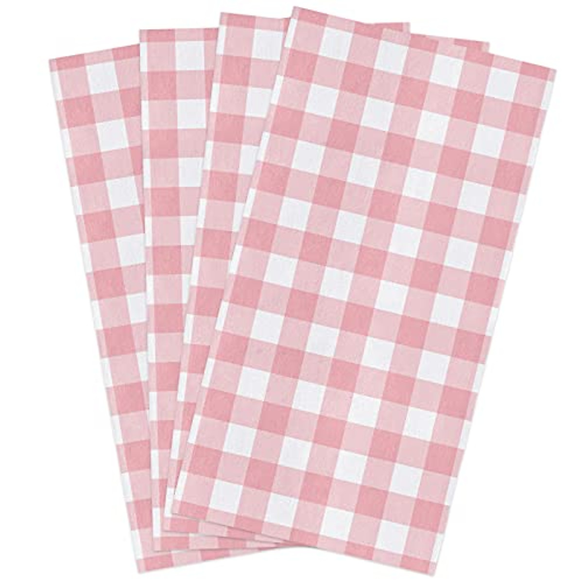 COLORSUM Washcloths Dish Hand Towels SetValentine's Day Pink and White Buffalo Check Gingham Romantic Cleaning Rags Tea Towel Kitchen Bathroom Tools Gifts 4 PCs Washcloths Dish Hand Towels Set