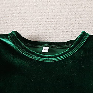 Toddler Baby Girls Vintage Ruffle Velvet Dress Fall Winter Kids Solid Long Sleeve Casual Princess A-Line Dress for Christmas Wedding Evening Gown Holiday Outfit Dark Green 4-5 Years