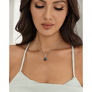 Red Lychee South Sea Cultured Black Pearl Necklace for Women 9-10 mm Round AAAA Quality Genuine Tahitian Pearl Pendant Necklaces Gift for Wife Mom Daughter