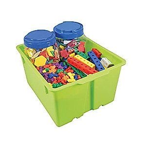 EAI Education Heavy-Duty Bins for Classroom, Office and Home, No Sharp Edges, Stackable, 14 3/8" L 11 1/2" W 7 1/2" H, Assorted Colors, Set of 6