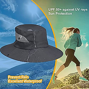 Lesgrod Womens Ponytail Sun Hat UV Protection Bucket Hats Foldable Wide Brim Hat for Beach Fishing Hiking