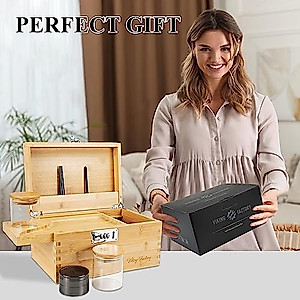 Viking Factory Large Bamboo Box with Combination Lock Decorative Box for Home Locking Storage Box -Premium Removable Tray, With Glass Jar