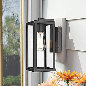 Odeums Outdoor Wall Lantern, Exterior Wall Mount Lights, Outdoor Wall Sconces, Wall Lighting Fixture (Black, 1 Pack)