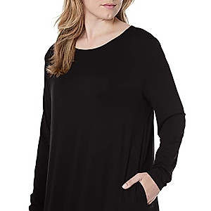 Verdusa Women's Long Sleeve Pocketed Loose Long Maxi Dress Black XL