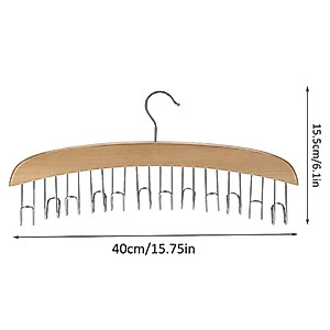 RoomForLife - Solid Wood Hanger with 12 Metal Hooks for Hanging Belts, Necklaces, Swimsuits, Ties, Scarves, Bras, Undergarments and Closet. Size 15.5 inches x 6.25 inches