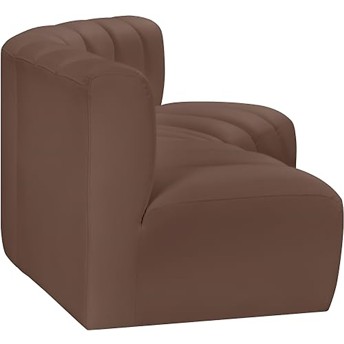 Meridian Furniture 101Brown-S3B Arc Collection Modern | Contemporary Modular Sofa with Soft Brown Vegan Leather, Deep Channel Tufting, Modular Design, 86" W x 41" D x 30" H, Brown