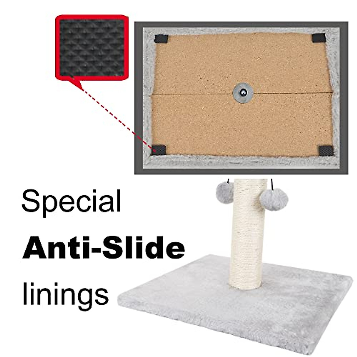 Dimaka Cat Scratching Post, Natural Sisal Rope Claw Scratcher Post with 4 Hanging Toy Balls for Indoor Cats and Kittens (25 inches for Kittens, Grey)