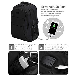 Rockland Business Pro USB Laptop Backpack, Black, Large