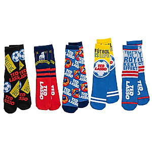 Hyp Ted Lasso Unisex 5-Pack Assorted Quarter Length Crew Socks