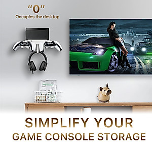 STORAGBT Wall Mount Stand Bundle for Nintendo Switch, Bracket Holder for Swith & Switch Oled, with Controller Wall Mount, Headphone Holder, Space Saving(White)