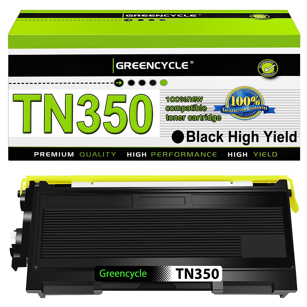 greencycle 1 Pack TN350 TN-350 Black Toner Cartridge Replacement Compatible for Brother MFC-7420 MFC-7820n DCP-7020 Printers