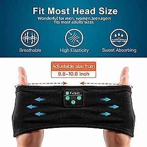 Fulext Sleep Headphones Bluetooth Headband,Sleeping Headphones Sports Headband Headphones, Long Time Play Sleeping Headsets with Built in Speakers Perfect for Workout,Running,Yoga