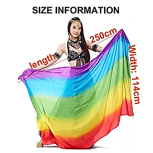 Nimiman Women 100% Real Silk Belly Dance Veils Dancing Hand Scarves Gradual Color Adult Size (Red)