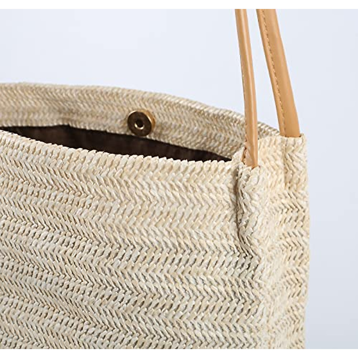 PANYUYI Women Straw Beach Bag Straw Bag Tote Buckets Totes Beach Shoulder Bag Beach Tote Bag Summer Handbag Straw Woven Purse (Large, Light Beige)