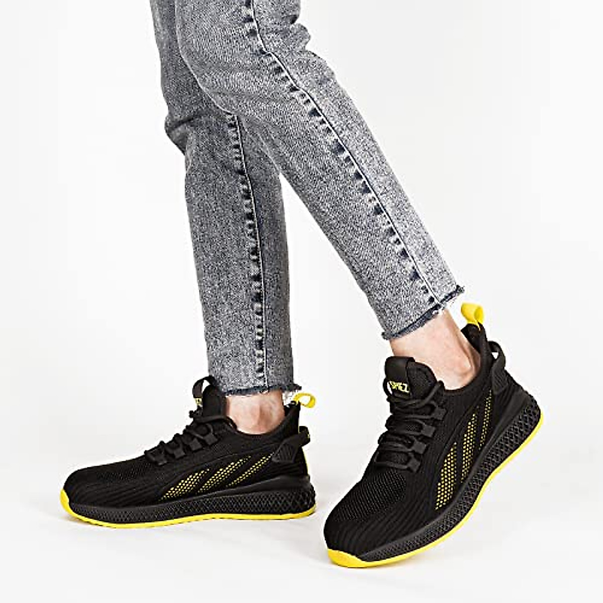 SPIEZ Safety Shoes for Men, Women 116 (Men Size 11, Black/Yellow