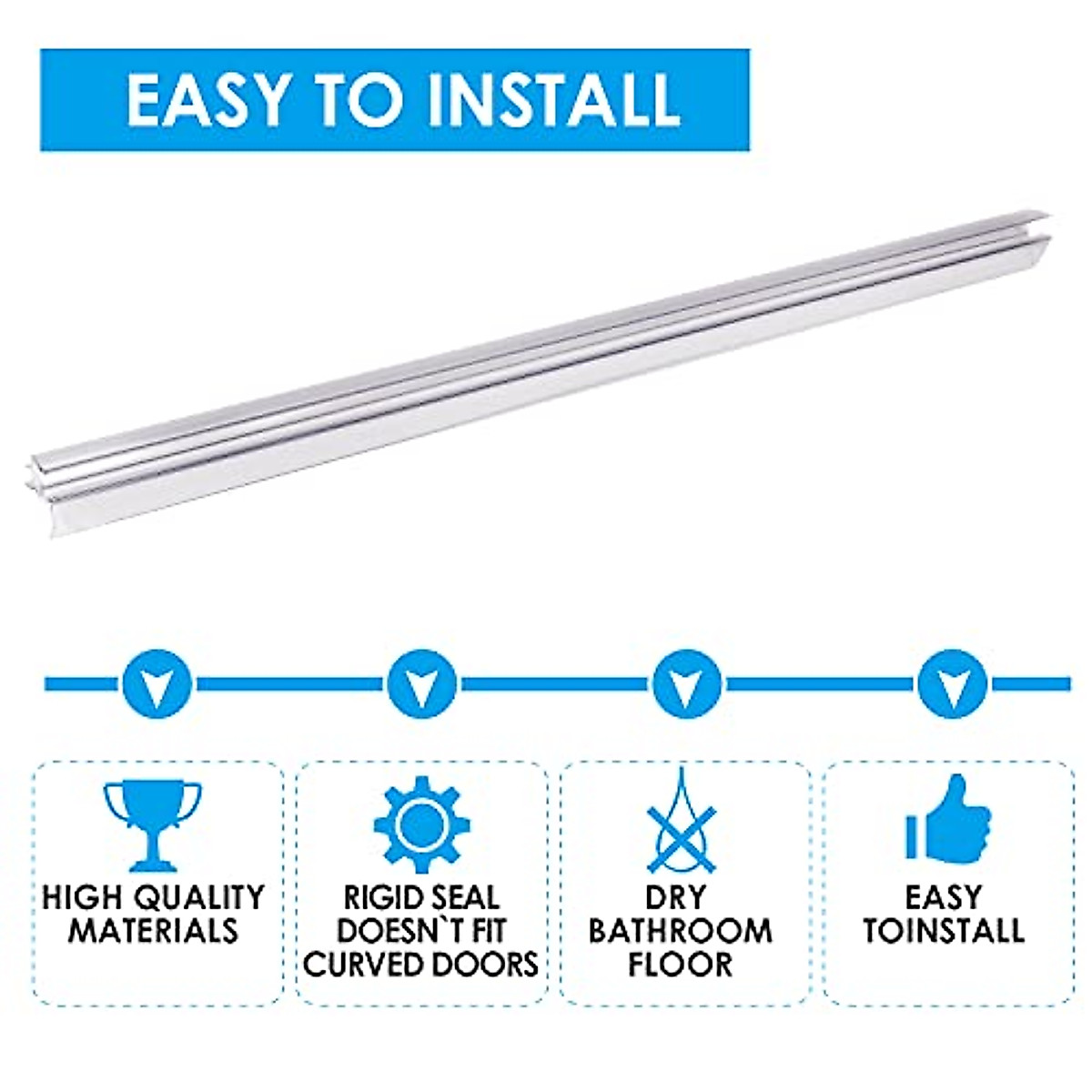 2 X Frameless Shower Door Bottom Seal Sweep Stirp 36 Inch Long for 1/4 Inch Glass