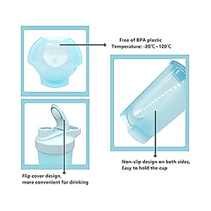 YAYAYOUNG Shaker Bottle Protein Shakes Cup and 16-Ounce/500ML Shaker Bottle with Whisk Balls, Protein Shaker Bottle Set, Free of BPA plastic (Bule+White(2PCS))