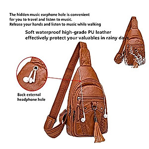 IAGOM Small Leather Sling Bag, Shoulder Sling Bag, Crossbody Sling Backpack for Women Purse