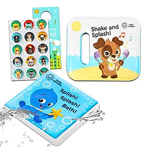 Baby Einstein Bath Book Collection Bundle ~ 2 Pack Baby Einstein Waterproof Books for Toddlers Babies with Stickers and More (Baby Einstein Book Set)