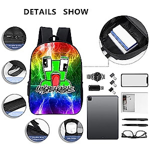 Cartoon Backpack 3PCS Backpack Set 16.5inch School Backpacks with Lunch Bag Pencil Case Fans Gift for Boys Girls Students, line art Q-02