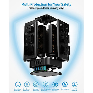 NVEESHOX Power Strip Surge Protector Tower with 12 Outlets 4 USB Ports, 10ft Long Extension Cord Multiple Outlets Charging Tower with Surge Protection, Overload Protection Fire Proof for Home Office