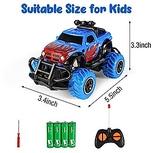 Kizeefun Remote Control Car for Toddlers, Mini RC Car for Kids, Boys and Girls with 1: 43 Scale, 4 Channels, Toy for Toddlers and Kids 3, 4, 5,6, 7, 8 Year Old (4 AA Batteries Included)