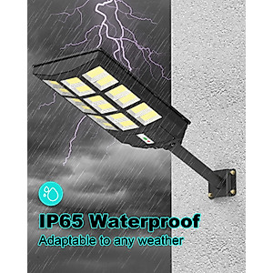 Opkiddle 900W Solar Street Light Outdoor Waterproof Dusk to Dawn, 90000 Lumens 6500K High Brightness Solar Powered Commercial Led Street Lamp, with Pole, Remote Control