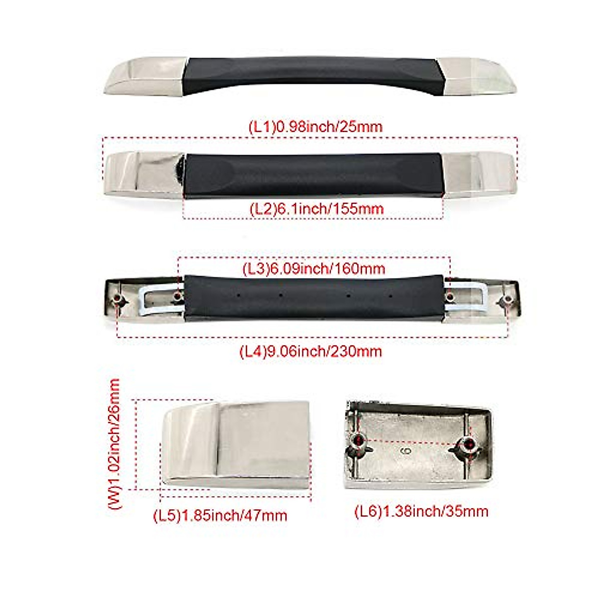 BQLZR Suitcase Handle Replace Parts Luggage Hand Holder Flexible 6.1inch Length Carry Handle Grip,Inner Hole Distance:16cm(6.29 inches),Outer Hole Distance:23cm(9.05 inches)(Watch Video First)
