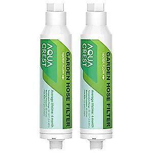 AQUACREST Garden Hose Water Filter, Improve Plants Health, Greatly Reduces Chlorine, Odor, Calcium, Ideal for Organic Gardening, Farming and Pets, Pack of 2