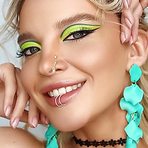 Kucheed 36PCS Nose Rings, 20G Surgical Steel Nose Rings Hoop L Shape Nose Studs Nose Screw Dangle Nose Ring Set,Cartilage Helix Earrings Hoop Nostril Septum Nose Body Piercing Jewelry for Women Men