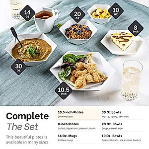 MITBAK 10.5" Bone China Dinner Plates | Set of 6 Elegant Diamond Shaped Natural White Dinnerware Set For Dinner, Holidays, Restaurant, Salad, Dessert | White Dishes Make An Excellent Gift Idea