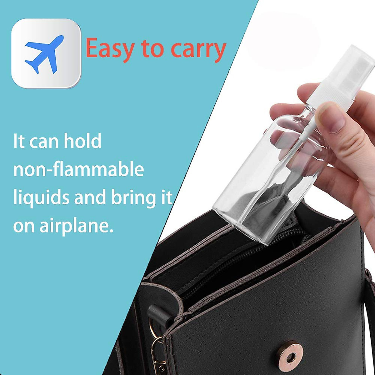 3 Pack 50ml Fine Mist Mini Spray Bottles Plastic, Pump Spray Cap Refillable Reusable Empty Atomizer Spray Bottles Travel,Suitable for Liquid (professional 1.69oz)