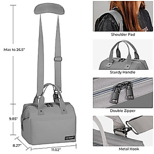 ECHSRT Insulated Lunch Bag Women/Men, 10L Reusable Lunch Tote Bag with Adjustable Shoulder Strap, Leakproof Lunch Box Cooler for Work Office - Wide Open Lunchbox Grey Lunchbag