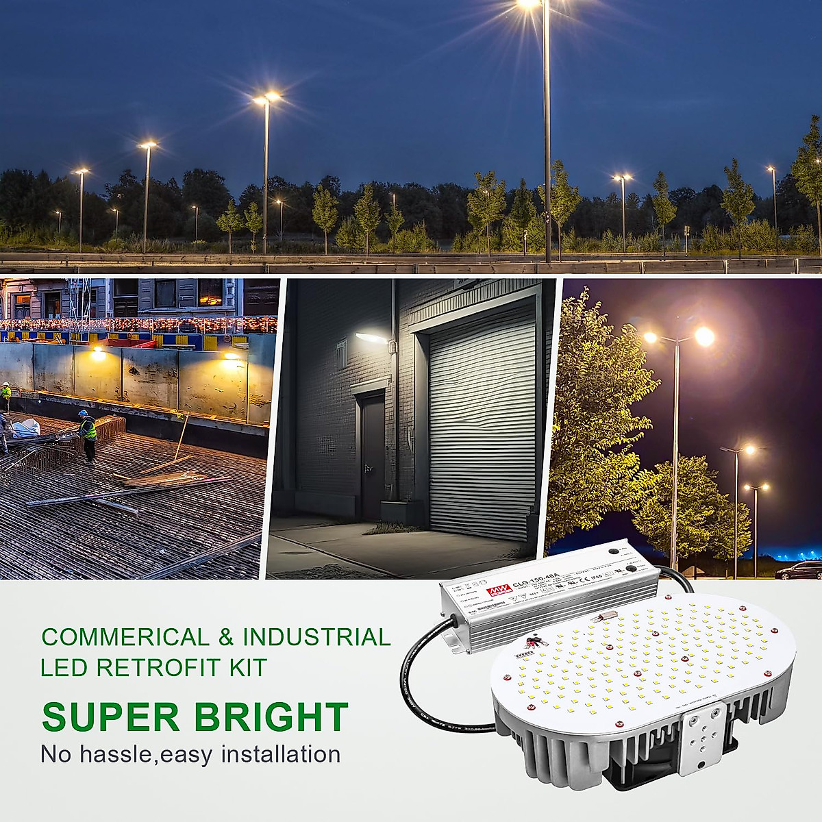 OSTEK 120W LED Shoebox Retrofit Kits, E39 Mogul Base 5000K Shoebox Retrofit Lights Replacement for High Bay, Area Parking Lot, Street, Wall Pack Light.UL & DLC Premium (120)